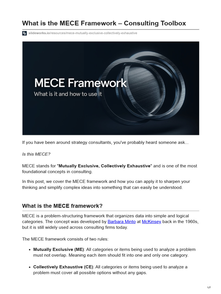 Understanding the MECE Framework in Consulting | PDF | Business