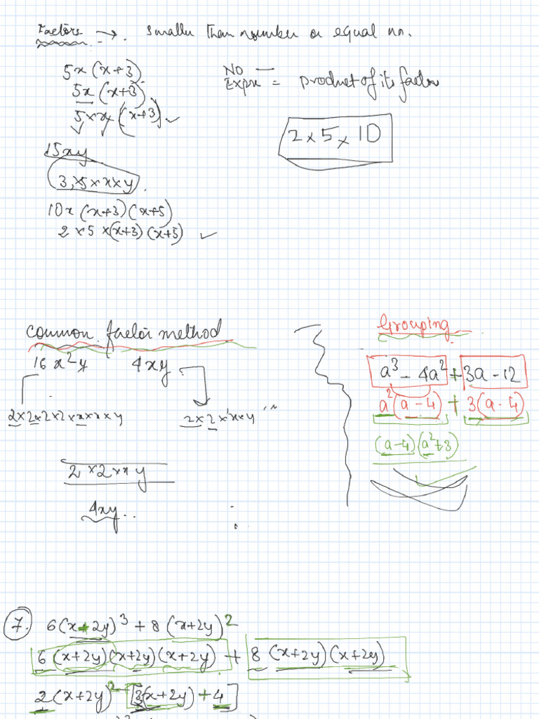 Factorisation (1) Grade 8 | PDF