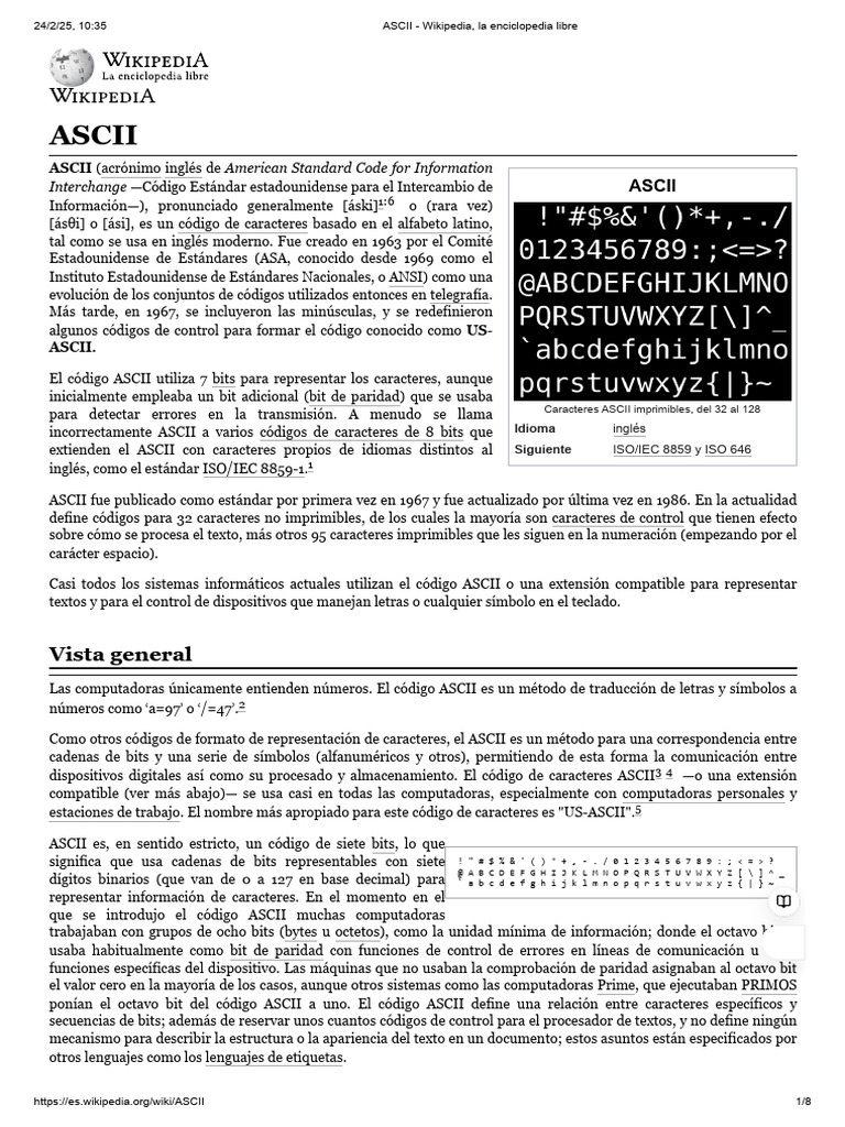 Caracteres y uso del código ASCII | PDF | Ascii | Tecnología digital