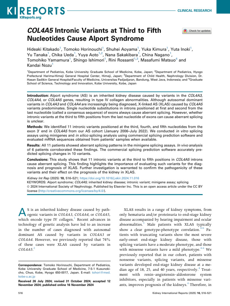 Em COL4A5 Em Intronic Variants at Third to Fift | PDF | Rna Splicing ...