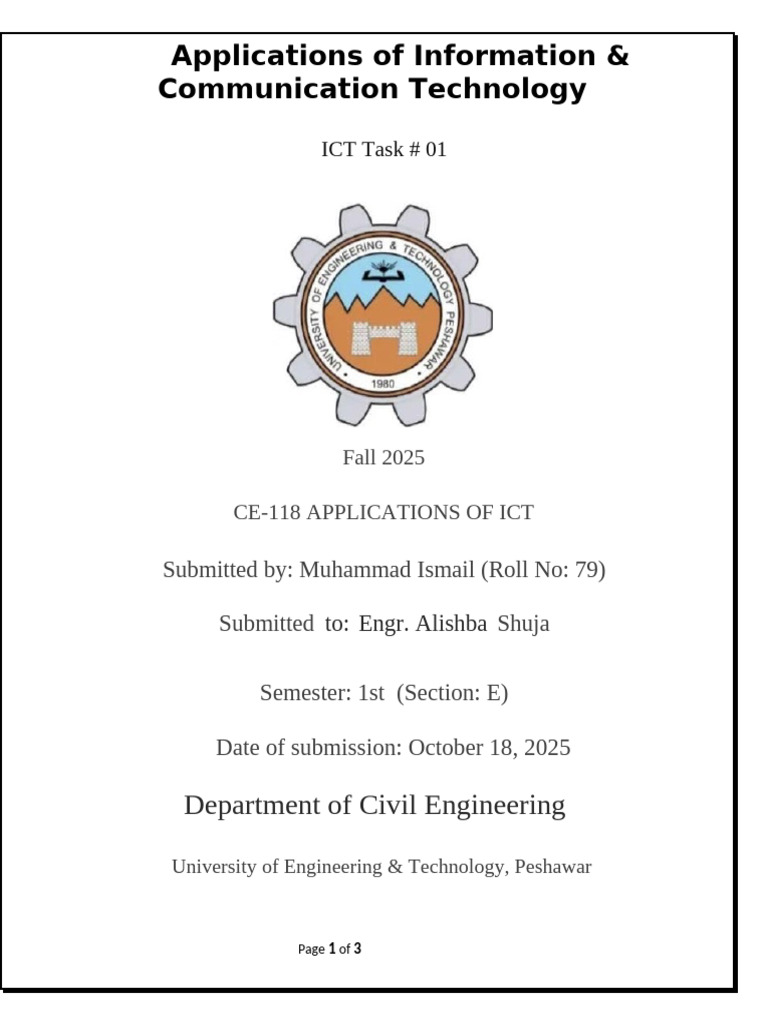 ICT LAB-2 M.ismail Roll#79 Section E | PDF
