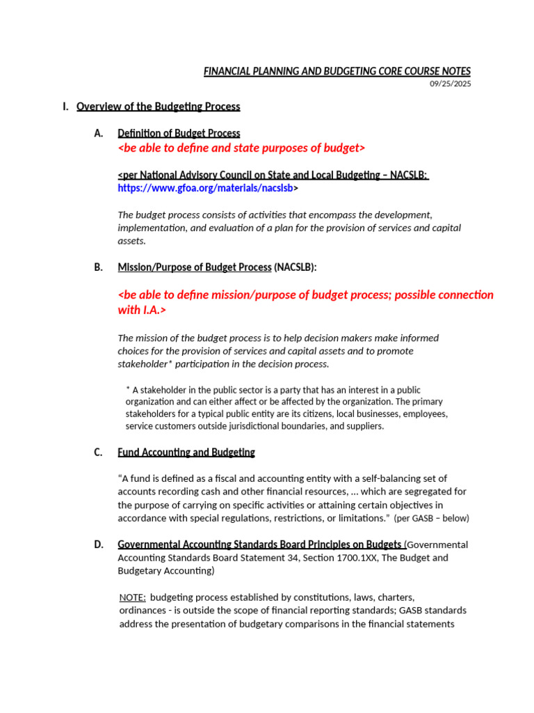 2025-10-23 Budget Class Notes | PDF | United States Budget Process ...