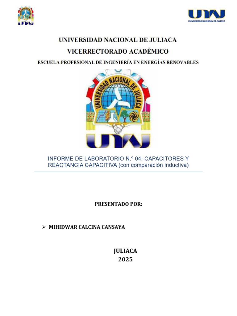 Informe Completo Lab04 Capacitores y Reactancia Capacitiva | PDF ...