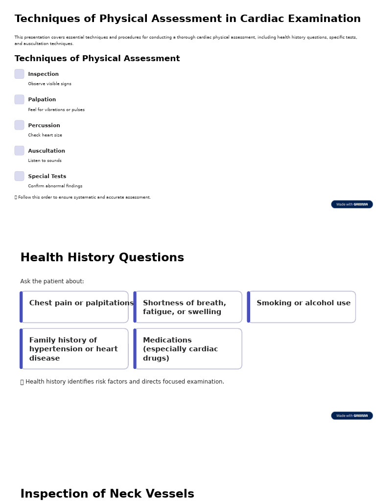 Techniques of Physical Assessment in Cardiac Examination | PDF | Heart ...