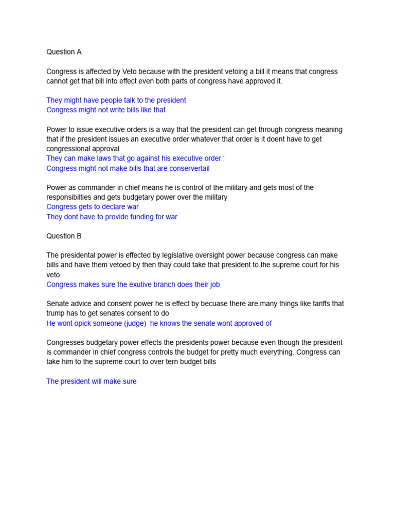 FRQ Questions For AP Gov | PDF