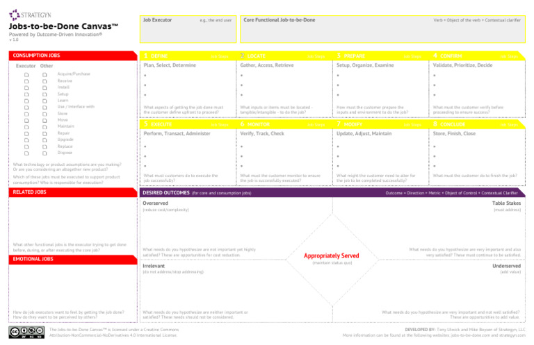 The JTBD's Canvas | PDF | Computing