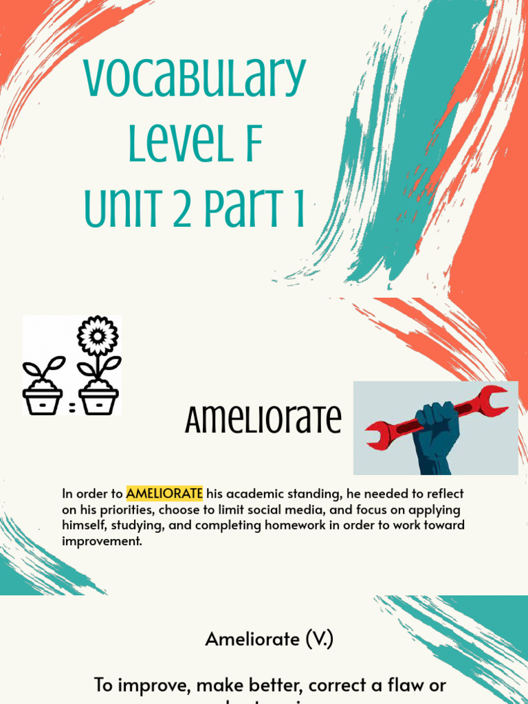 Vocabulary Level F Unit 2 Part 1 | PDF
