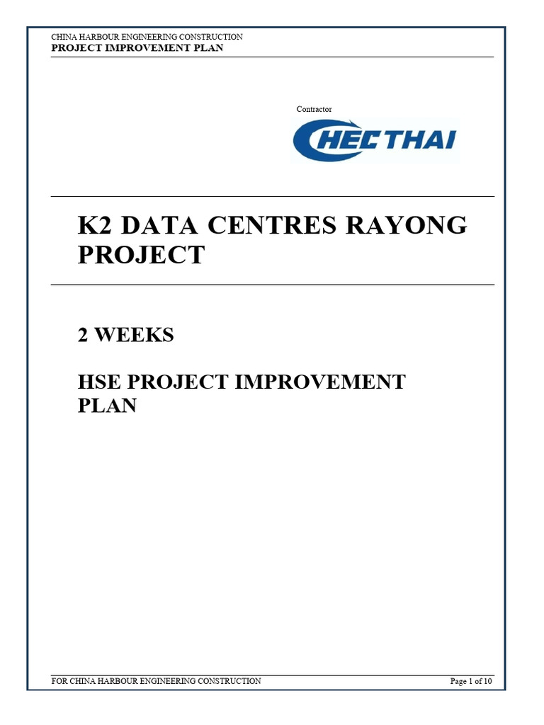 Proposal HSE Project Improvement Plan | PDF