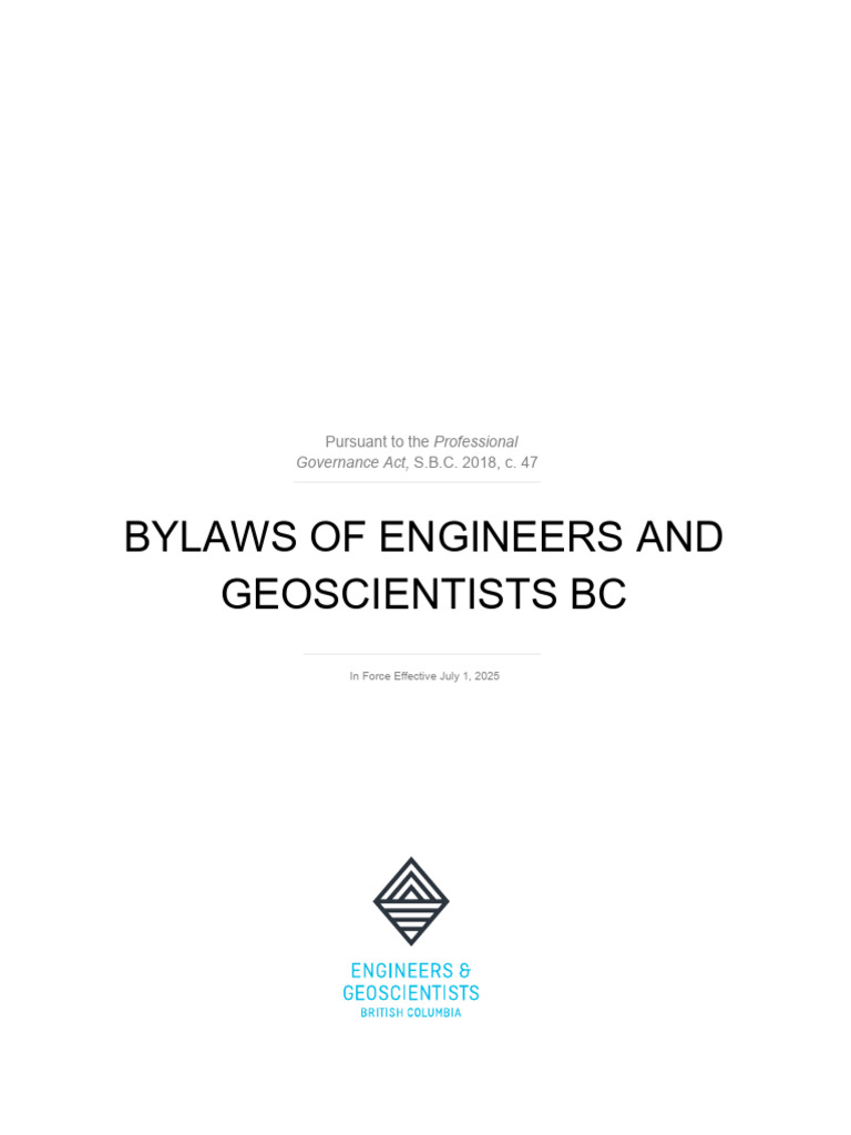 Bylaws of Engineers and Geoscientists BC | PDF | By Law | Committee