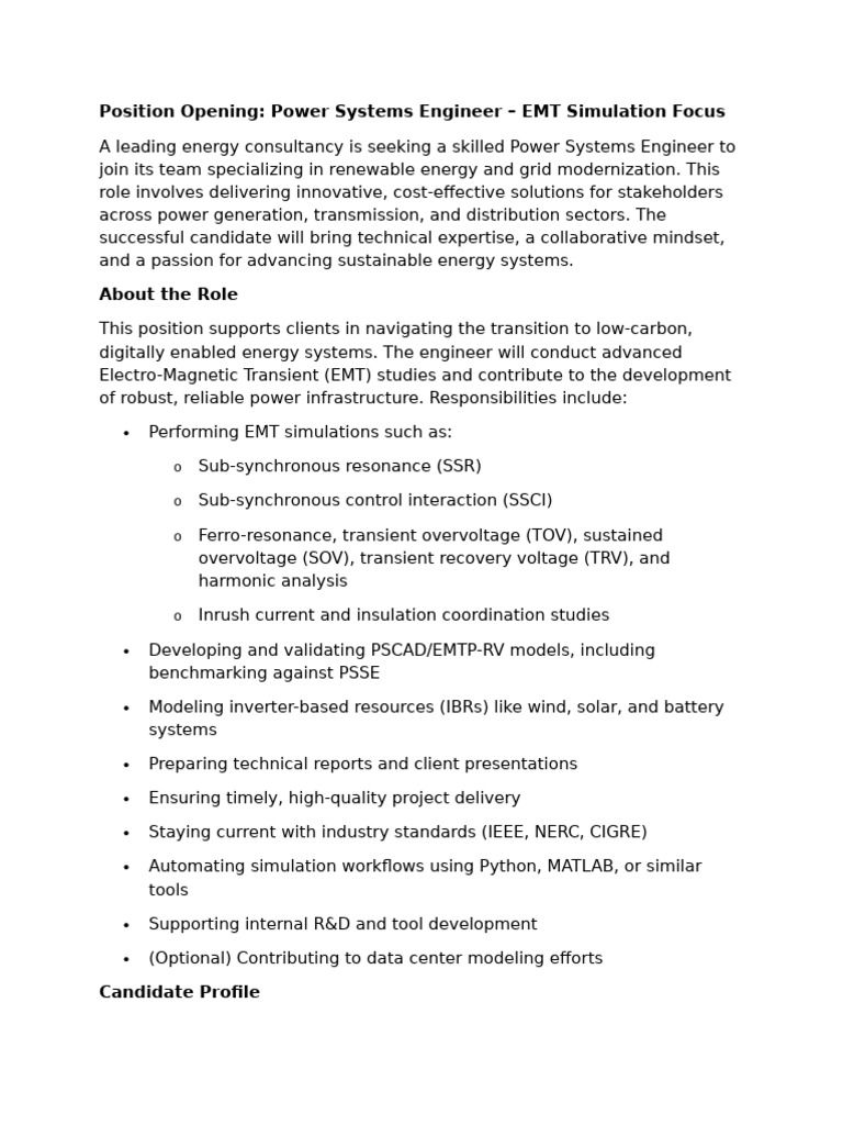 Power Systems Engineer - EMT | PDF | Simulation