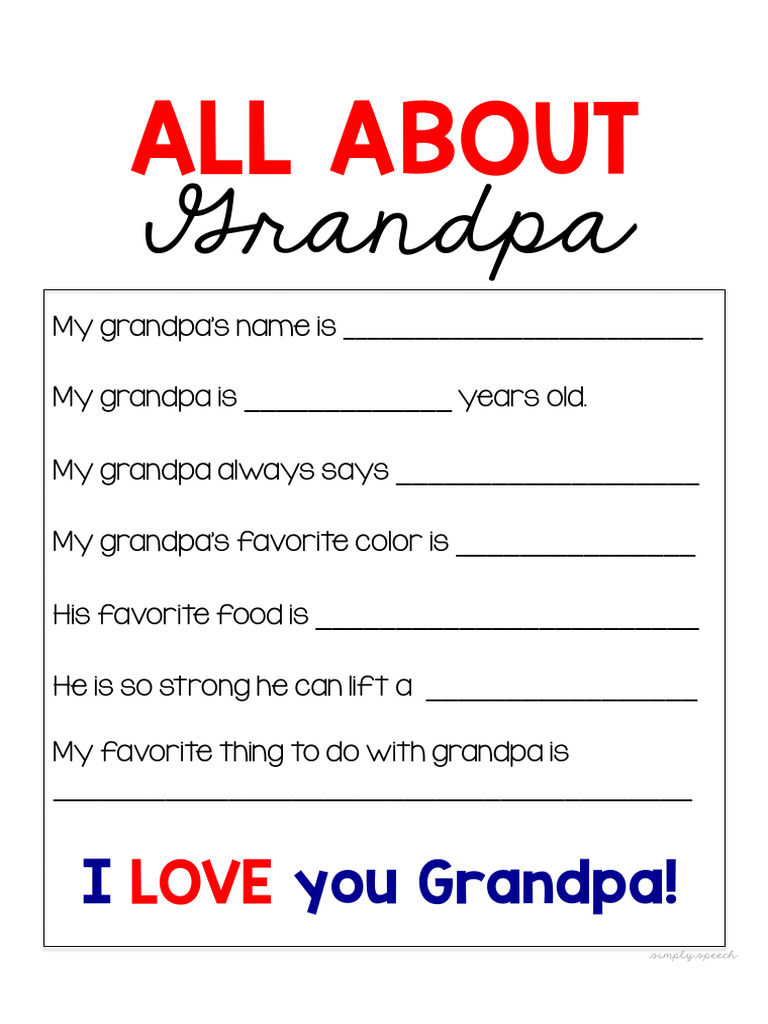 Fathers Day All About Grandpa | PDF
