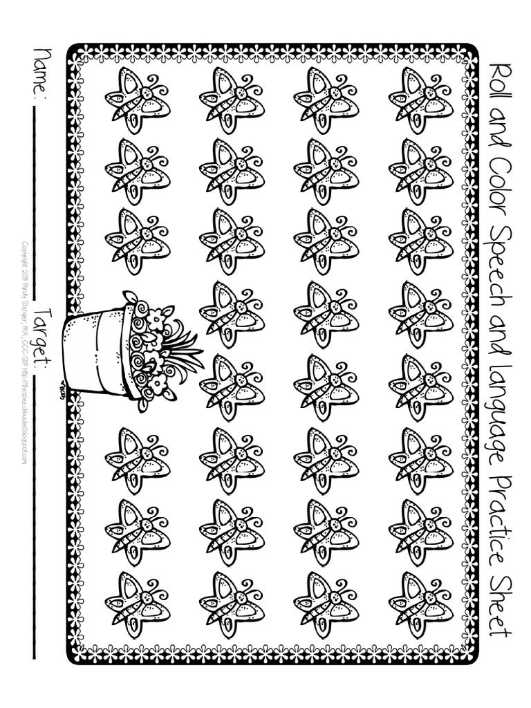 Roll and Color Speech Practice Sheet | PDF