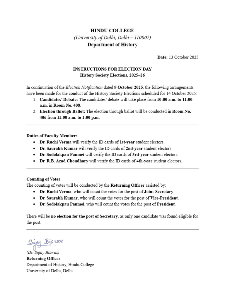 Election Day Instructions | PDF