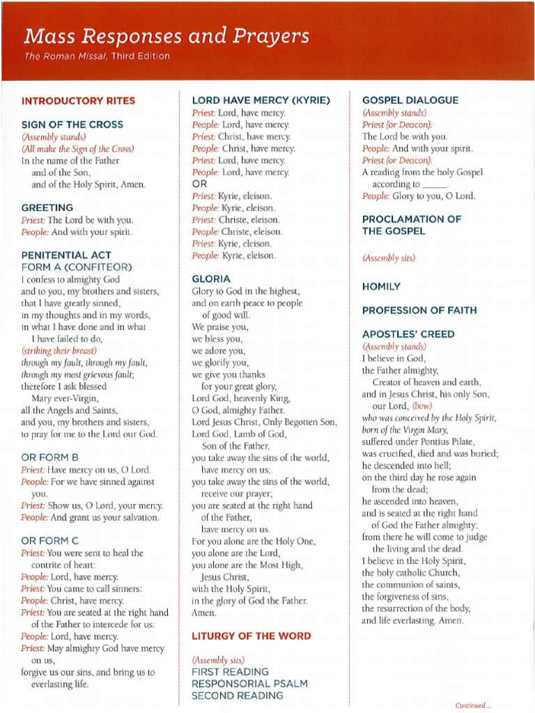 Mass Responses and Prayers | PDF