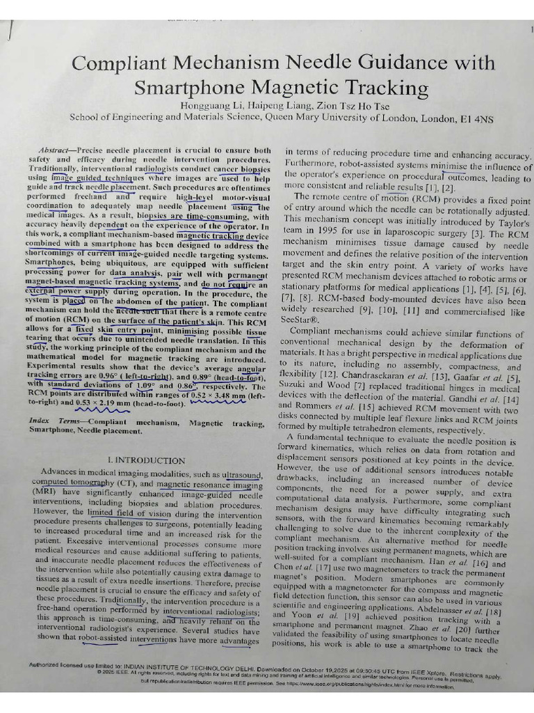 Compliant Mechanism Needle Guidance With Smartphone Magnetic Tracking ...