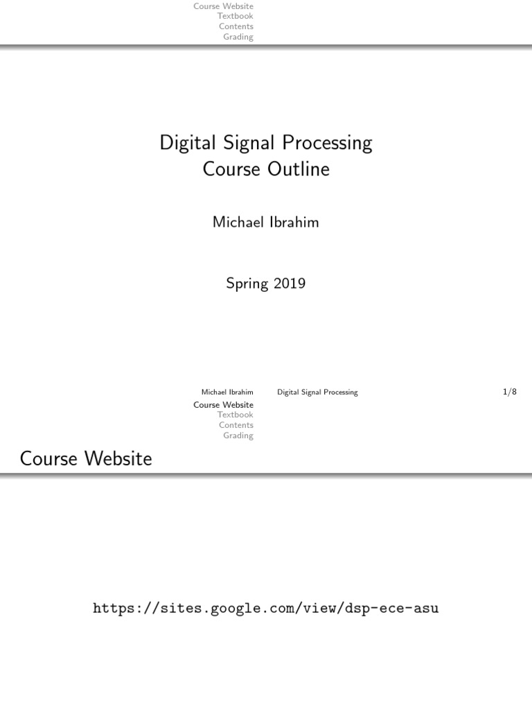 00 DSP Course Outline Handout | PDF | Digital Signal Processing | Algorithms