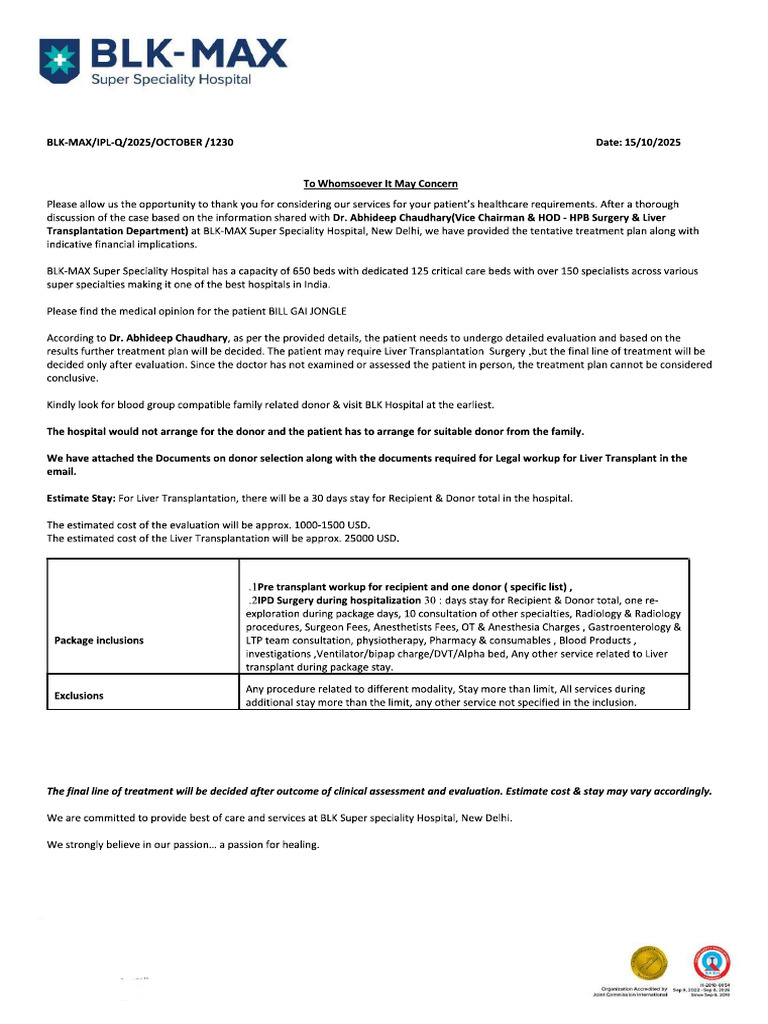 Medical Opinon on for the Patient BILL GAI JONGLE | PDF