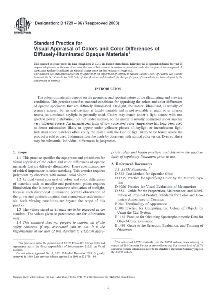 Astm D 1729 Color Visual | PDF