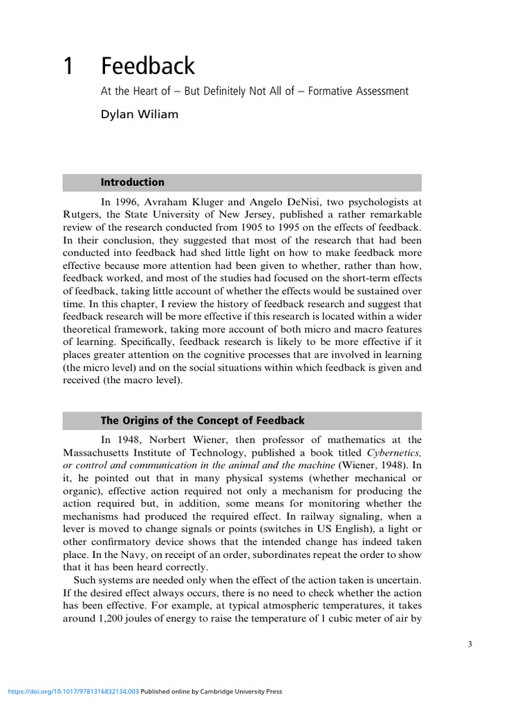 Understanding Feedback in Education | PDF | Effect Size | Positive Feedback