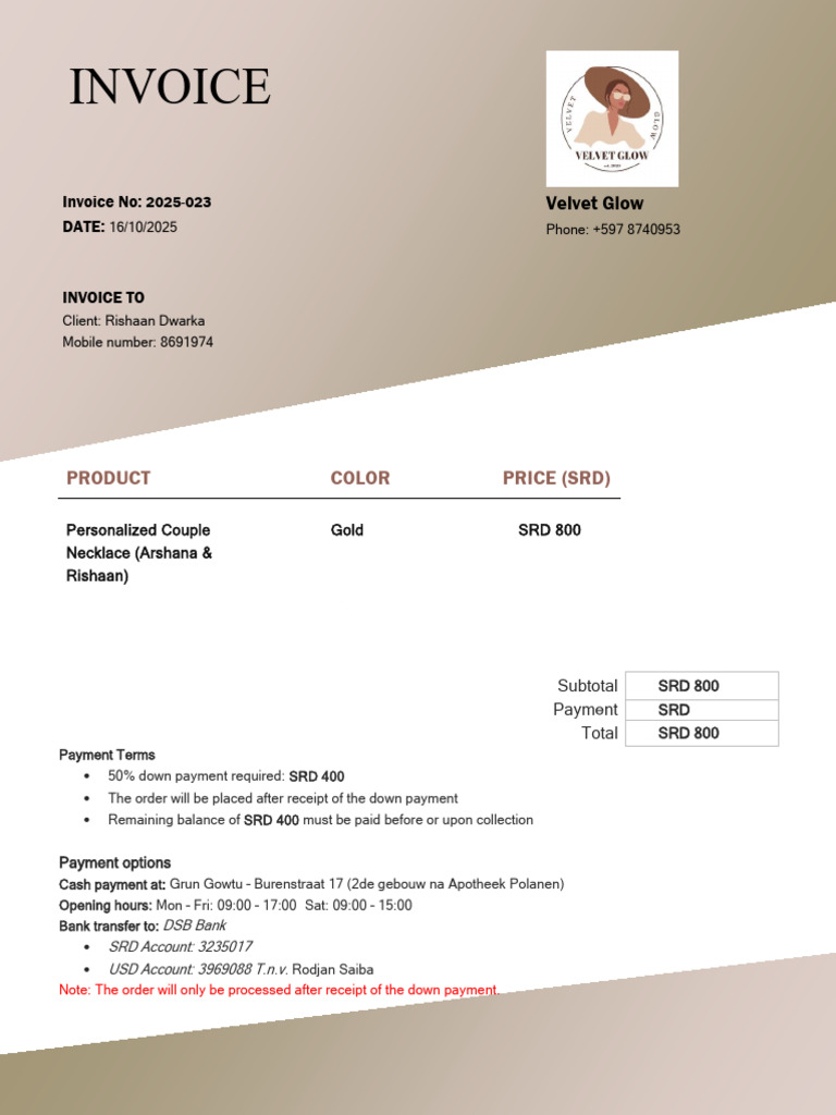 Invoice 2025-023 Rishaan | PDF
