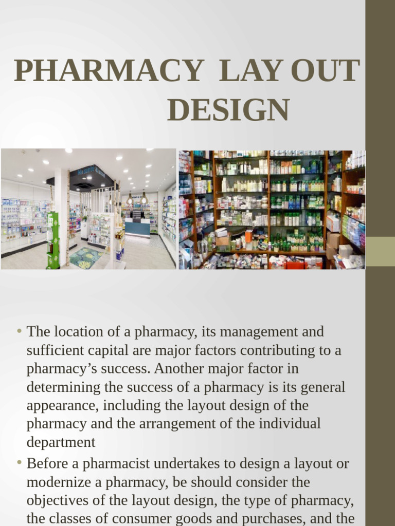 Pharmacy Layout Design Essentials | PDF | Pharmacy | Goods