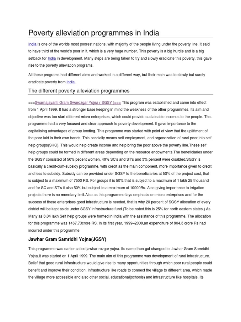 Poverty Alleviation Programmes in India | Poverty Reduction | Poverty