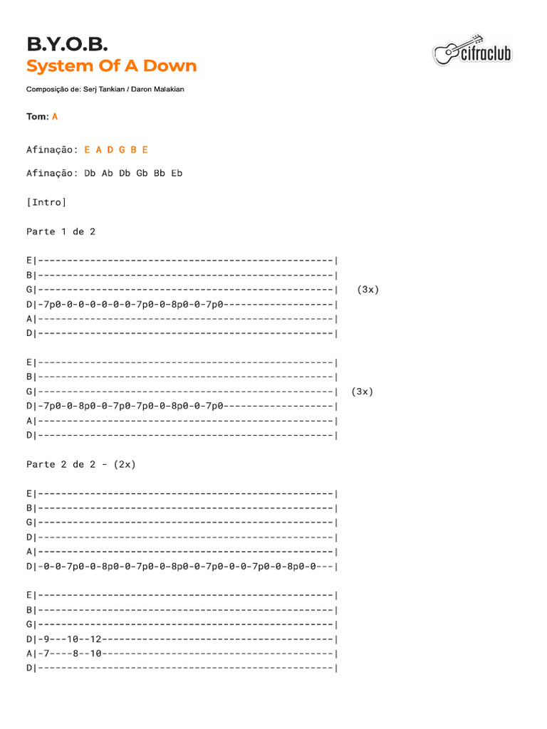 B.Y.O.B Tab Guitar | PDF