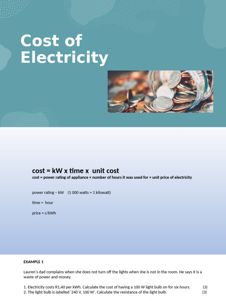Calculating Electricity Costs and Power | PDF