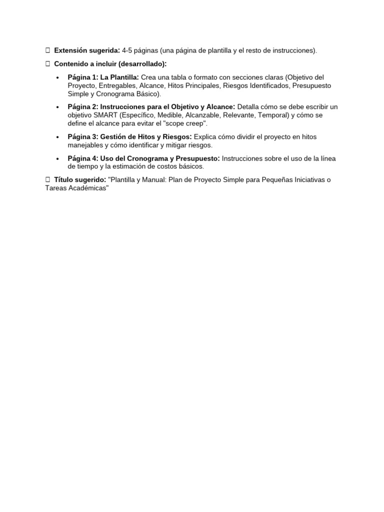 Plantilla y Guía para Plan de Proyecto | PDF