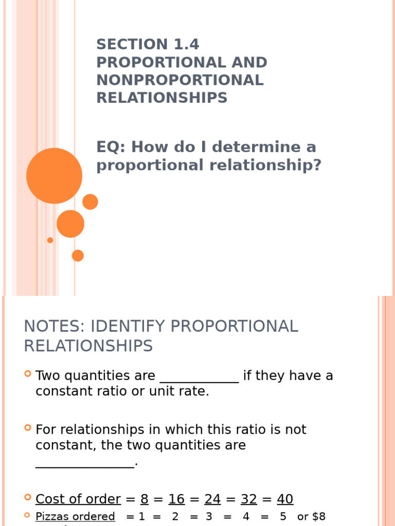 1.4 Proportional and Nonproportional Relationships | PDF | Ratio