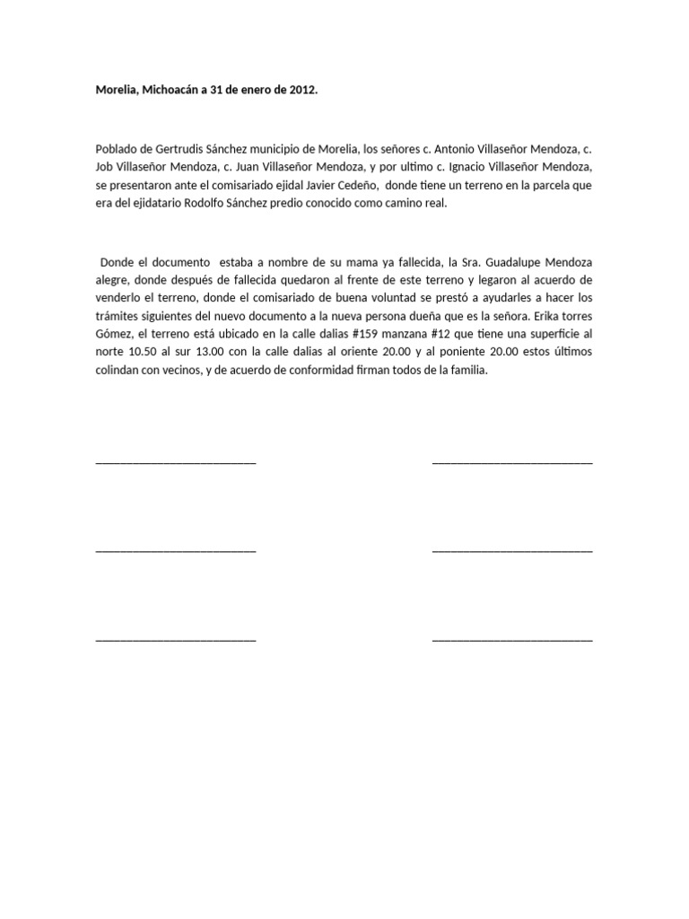 Carta Ejidal | PDF