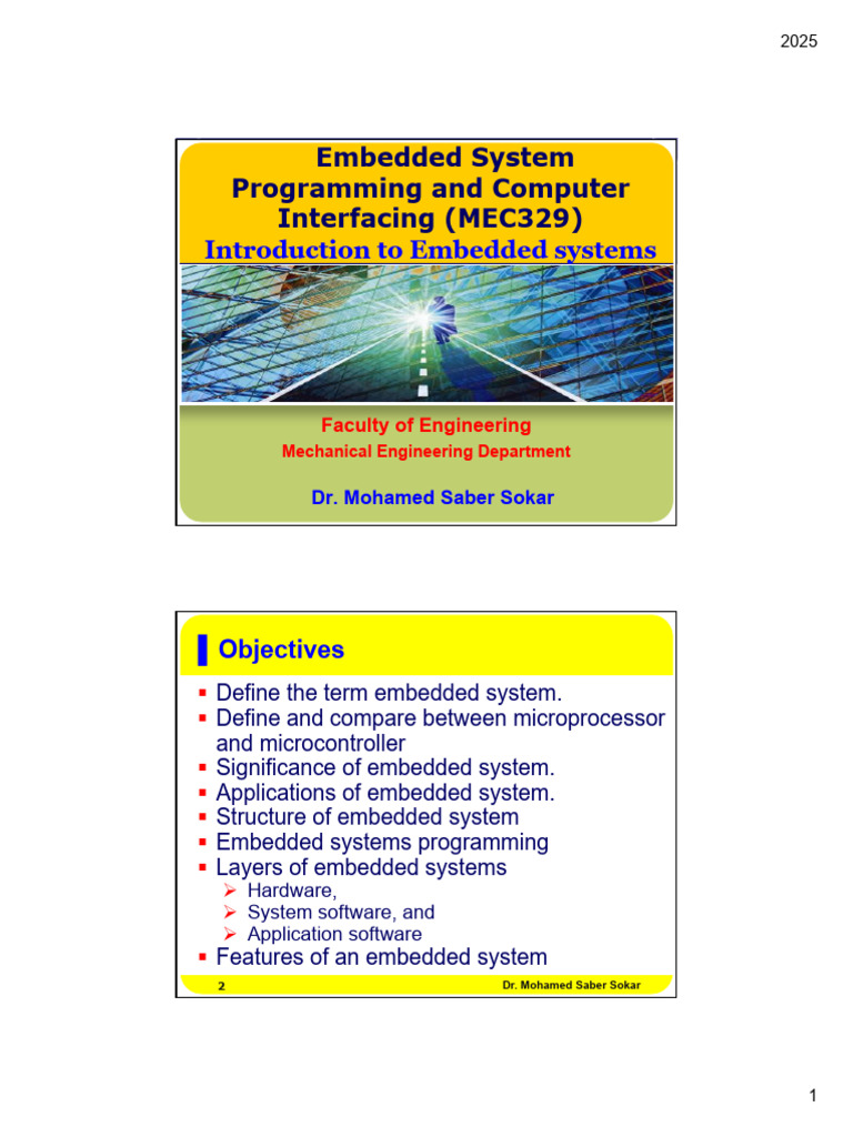Session01 - Introduction To Embeded Systems | PDF | Embedded System | Microcontroller