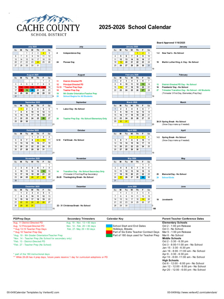2025-2026 School Calendar Template | PDF | Academic Term | Observances