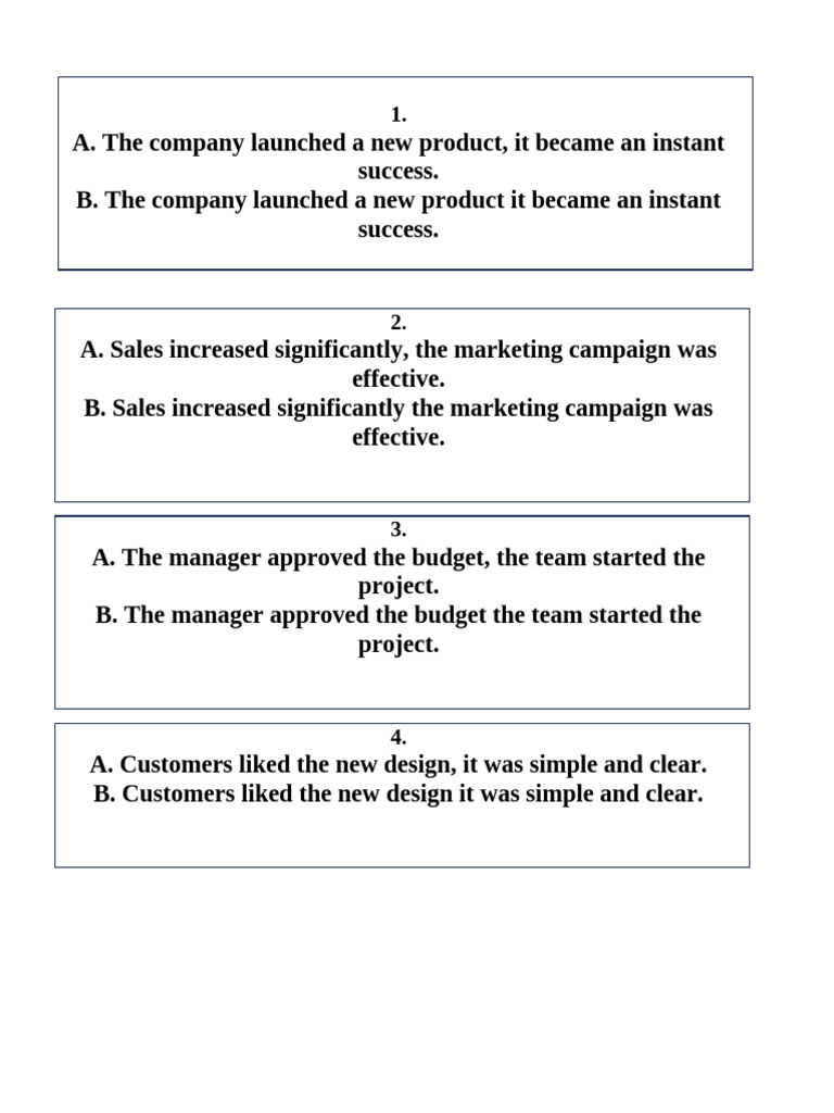 Comma Splice and Run-Ons Practice | PDF | Stocks