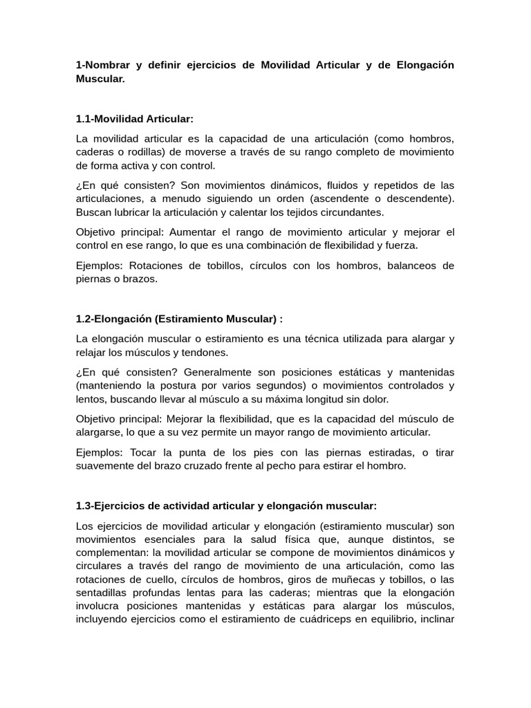 Movilidad Articular y Elongación Muscular | PDF | Flexibilidad (anatomía)