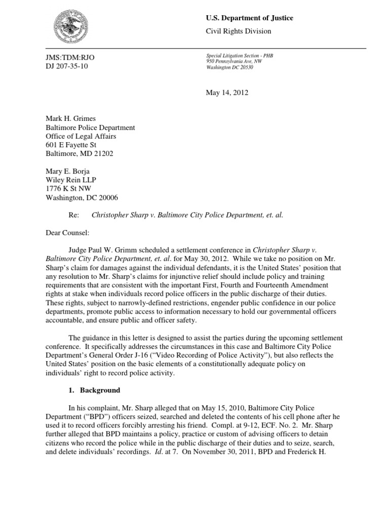 USDOJ CivilRightsDivision RighttoRecordPolice | PDF | Search And ...