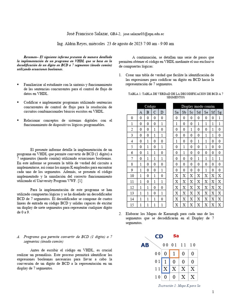 Decodificación BCD a 7 segmentos en VHDL | PDF | Vhdl | Programación de ...