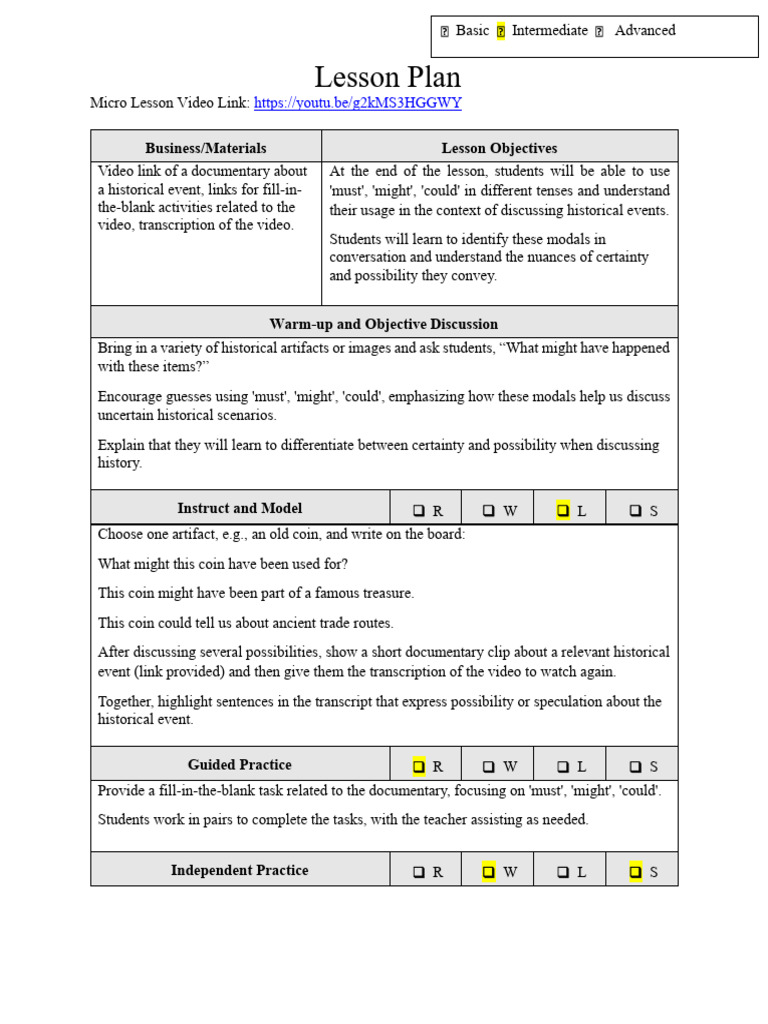 Teaching Modals through History | PDF | Lesson Plan | Documentary Film