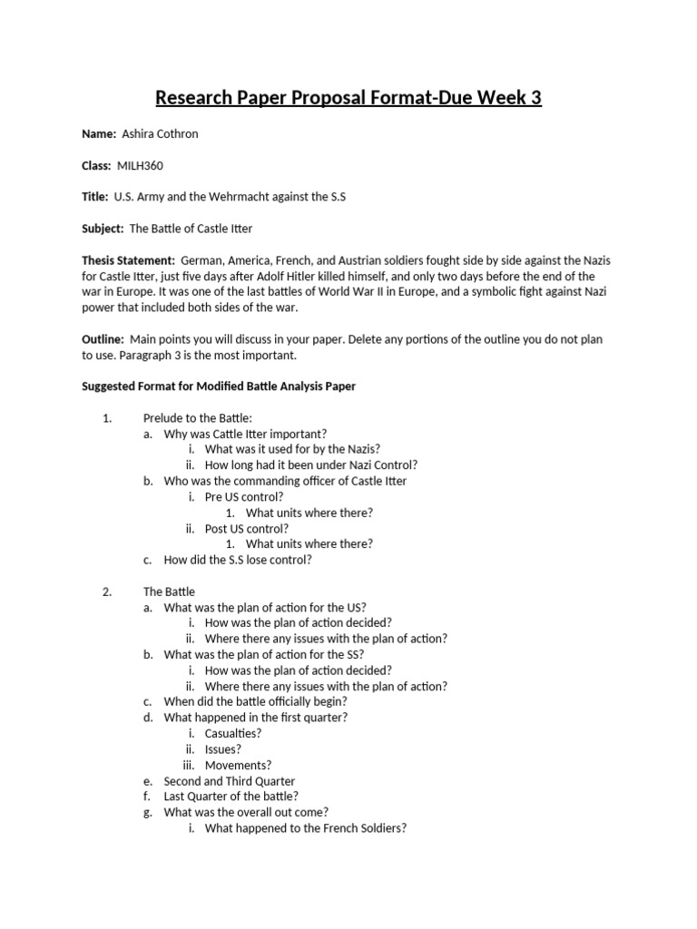 Ashira Cothron ResearchPaperProposal | PDF | Nazi Germany | Military