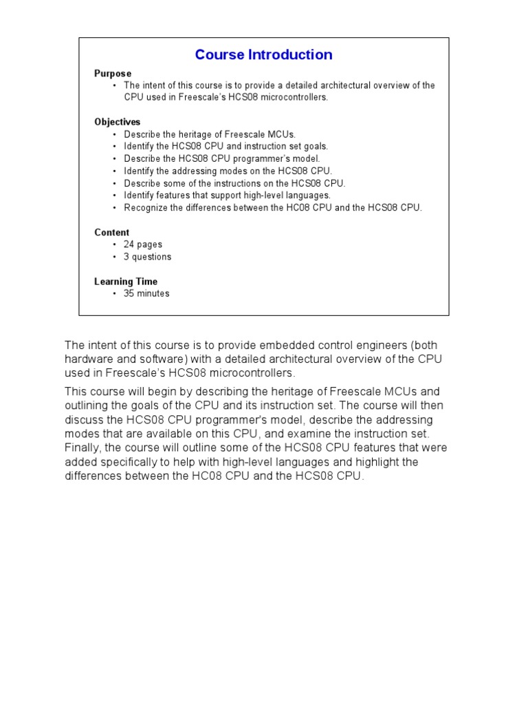 HCS08 Cpu WBT | PDF | Instruction Set | Pointer (Computer Programming)