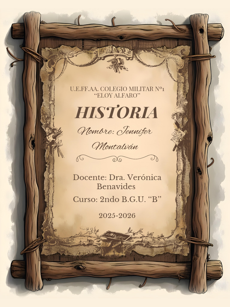 Documento A4 Portada de Proyecto de Historia Vintage Antiguo Marrón y ...