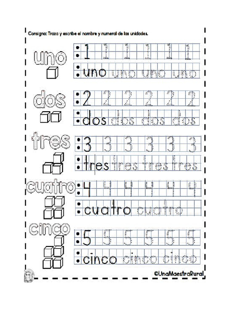 Trazo y Escritura de Los Numeros | PDF
