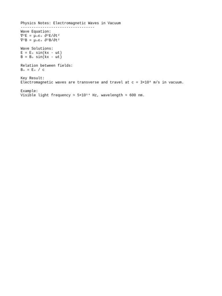 Electromagnetic Waves in Vacuum | PDF