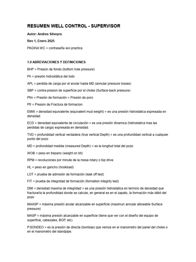 Resumen Well Control | PDF | Gases | Solubilidad