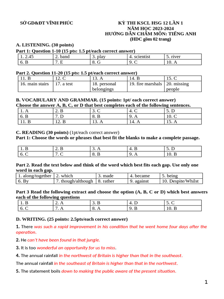 2-DA- Anh 12 KSCL HSG lan 1- 23-24 | PDF | Chess Openings | Chess