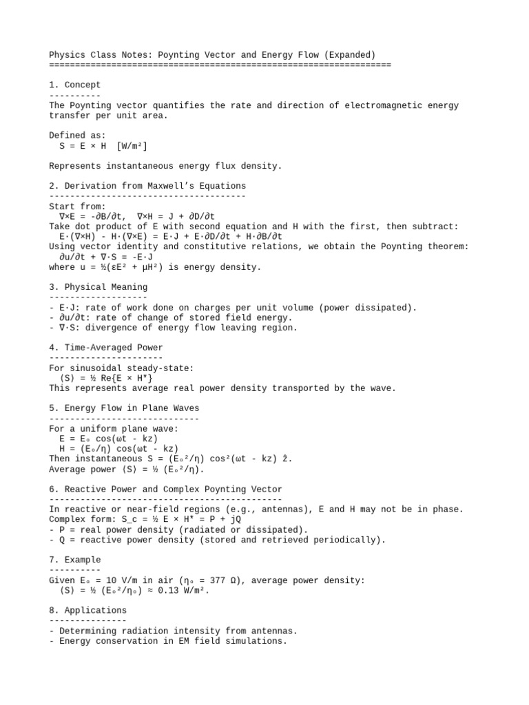 Understanding the Poynting Vector in Physics | PDF