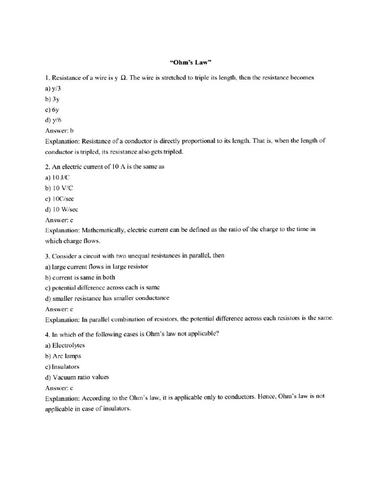 Resistance and Ohms Law | PDF