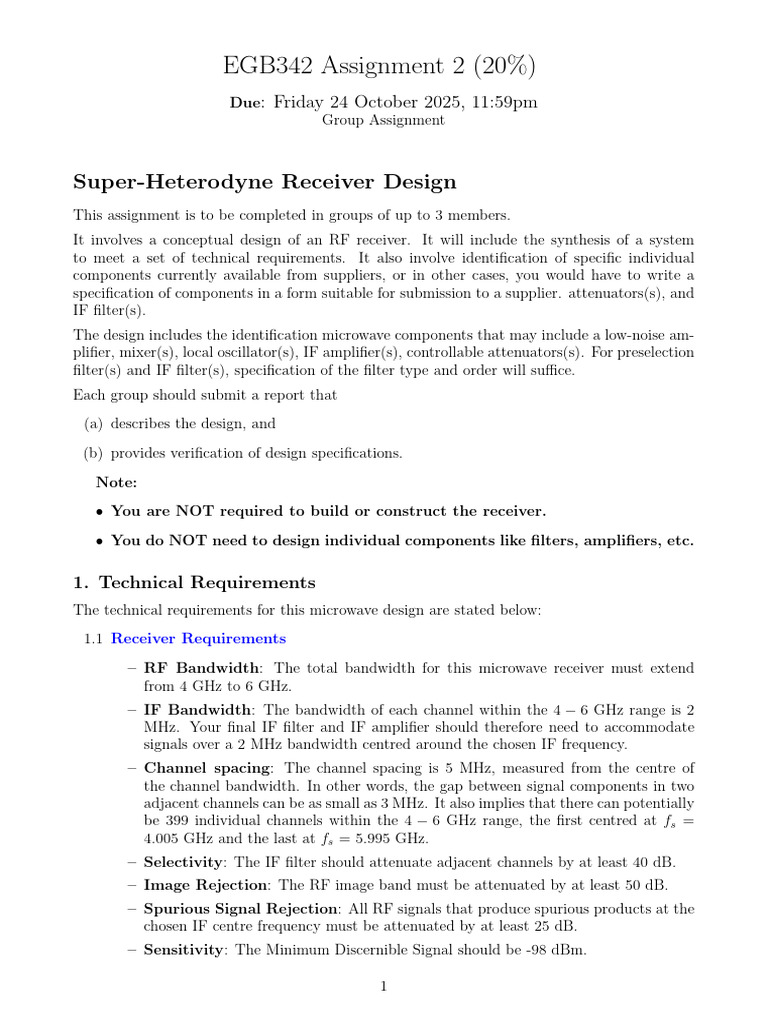 EGB342 Assignment 2 2025 | PDF | Filter (Signal Processing) | Bandwidth ...