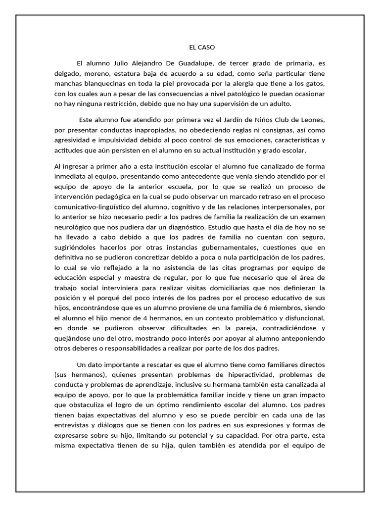 El Caso | PDF | Escritura | Educación especial
