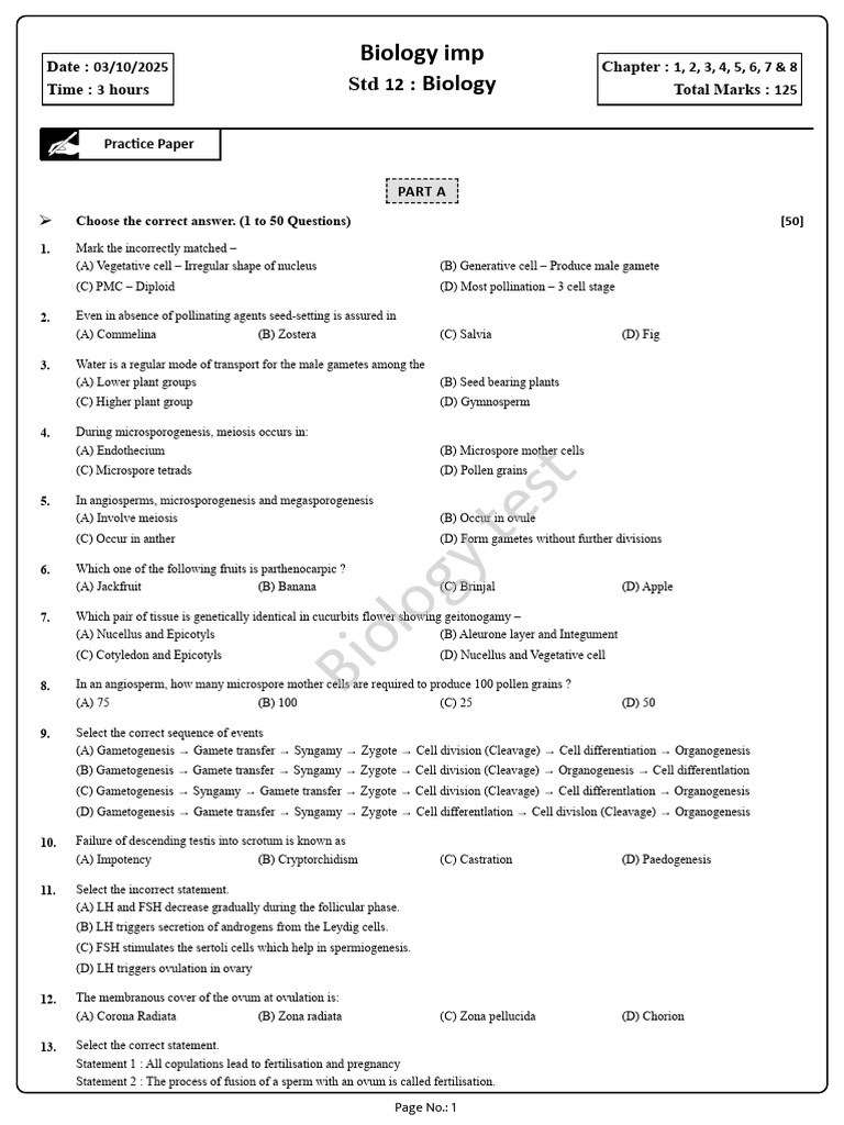 Practice Paper t7524 1759330918 | PDF | Rna | Translation (Biology)